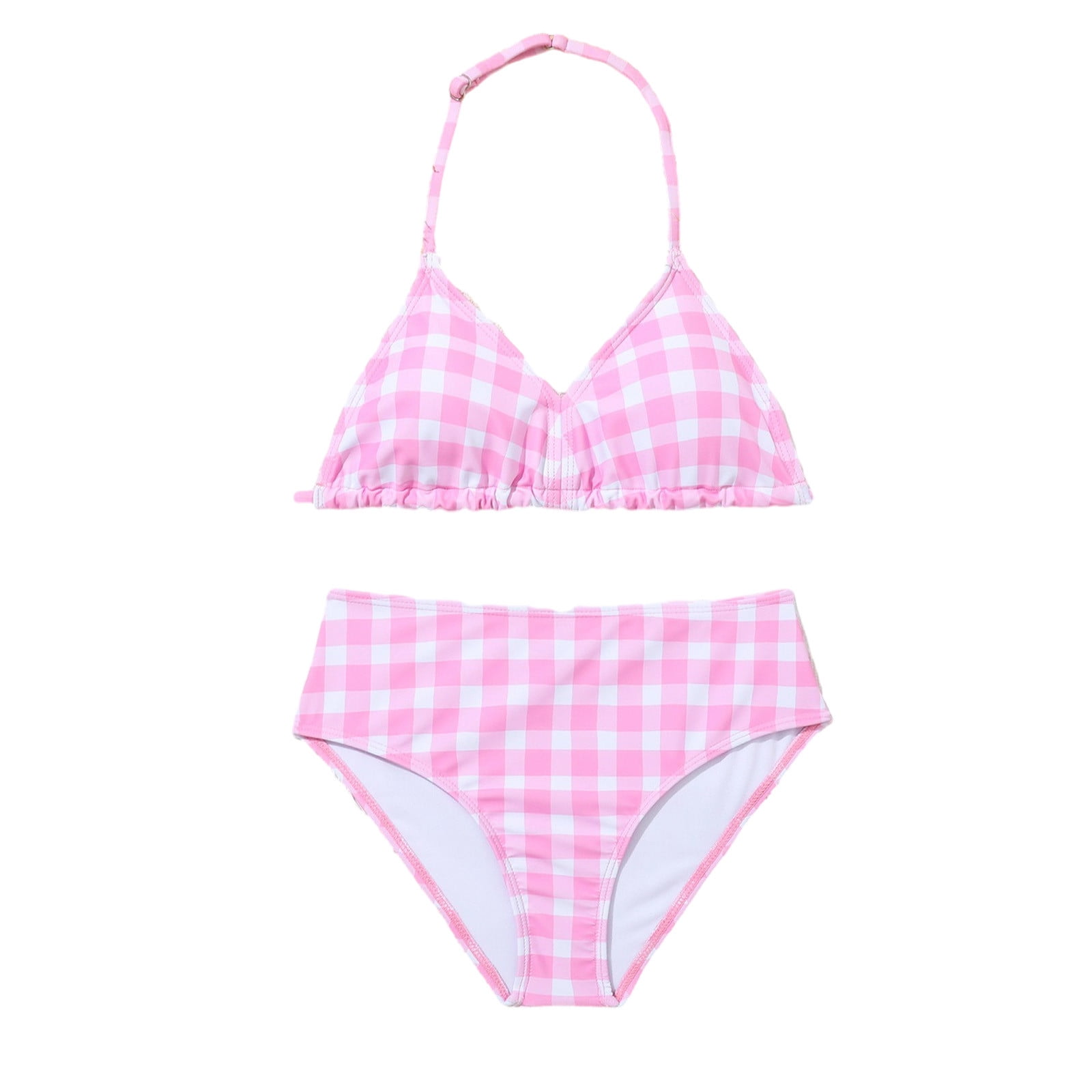 Toddler Baby Girls Swimwear with Chest Pads Checkered Halter Kids ...