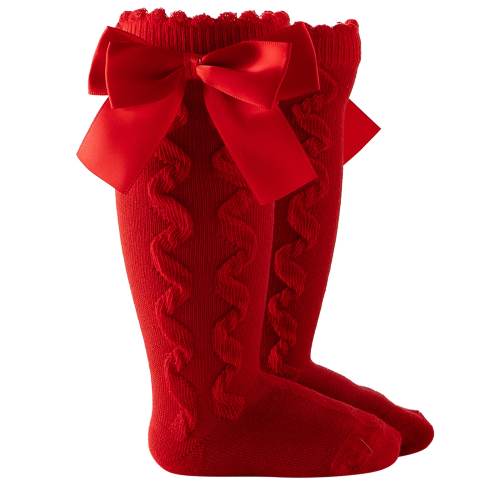 Toddler Baby Kids Girls Solid Knee-High Socks Stockings Mid-Calf Length ...