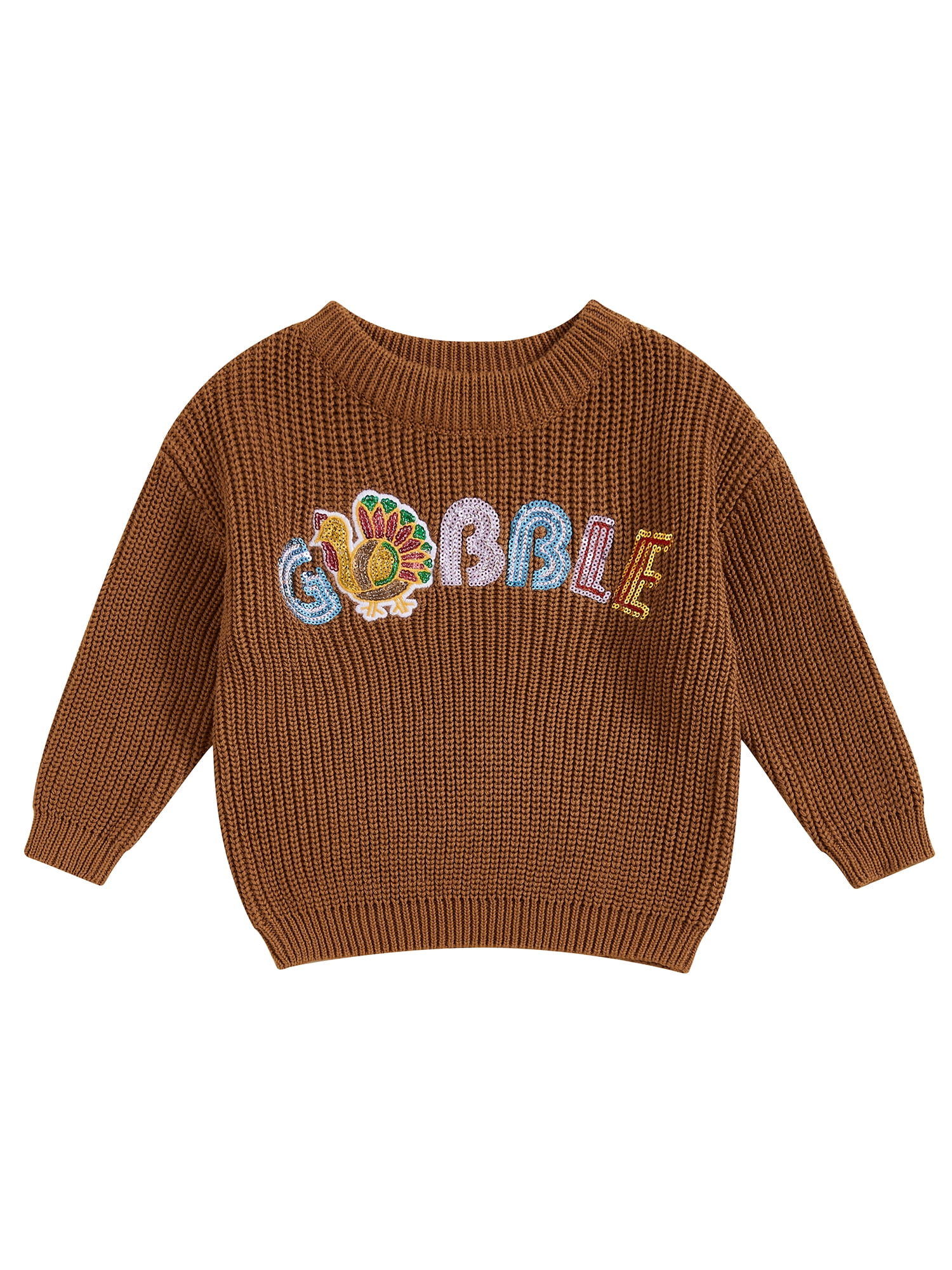 Toddler Baby Knit Sweater, Long Sleeve Sequined Turkey Pattern Winter ...