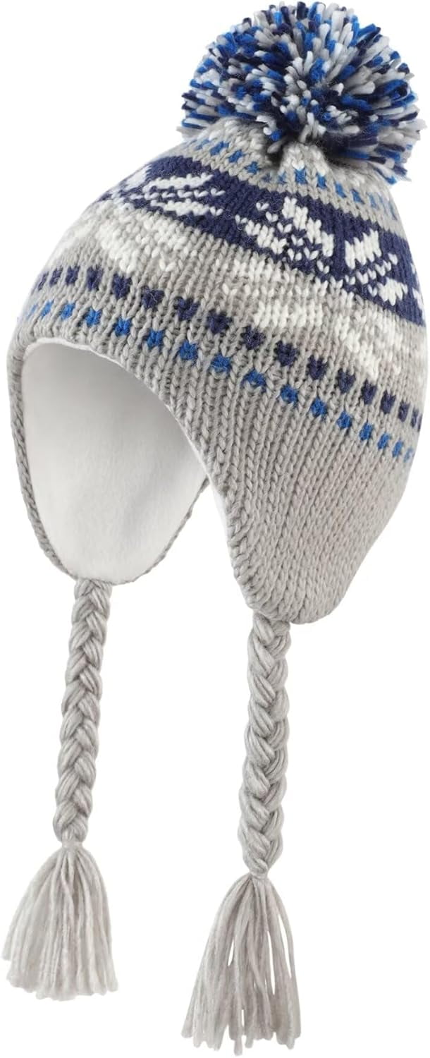 Toddler Baby Peruvian Hat with Ear Flaps Fleece Lined Beanie Hat Kids ...