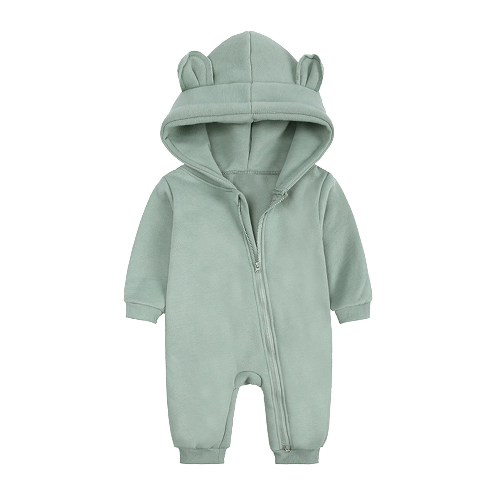 Toddler Baby Solid Bear Onesie Infant Fluffy Cute Bear Ears Hooded ...