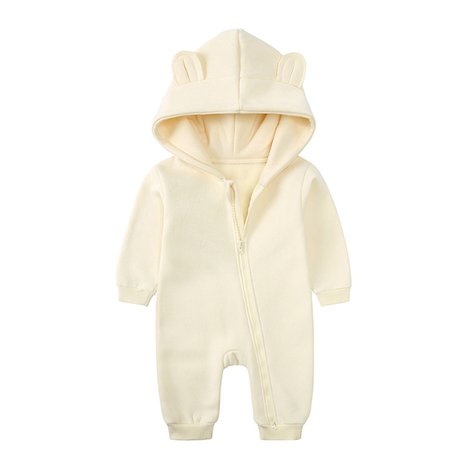Toddler Baby Solid Bear Onesie Infant Fluffy Cute Bear Ears Hooded ...