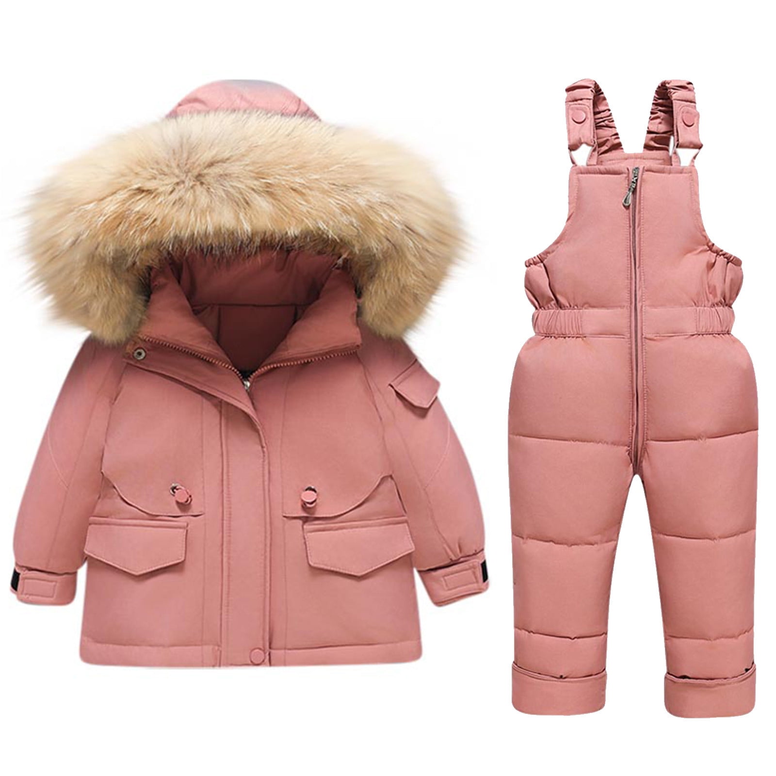 Toddler Baby Winter Ski Suit Long Sleeve Down Jacket Puffer Jumpsuit ...