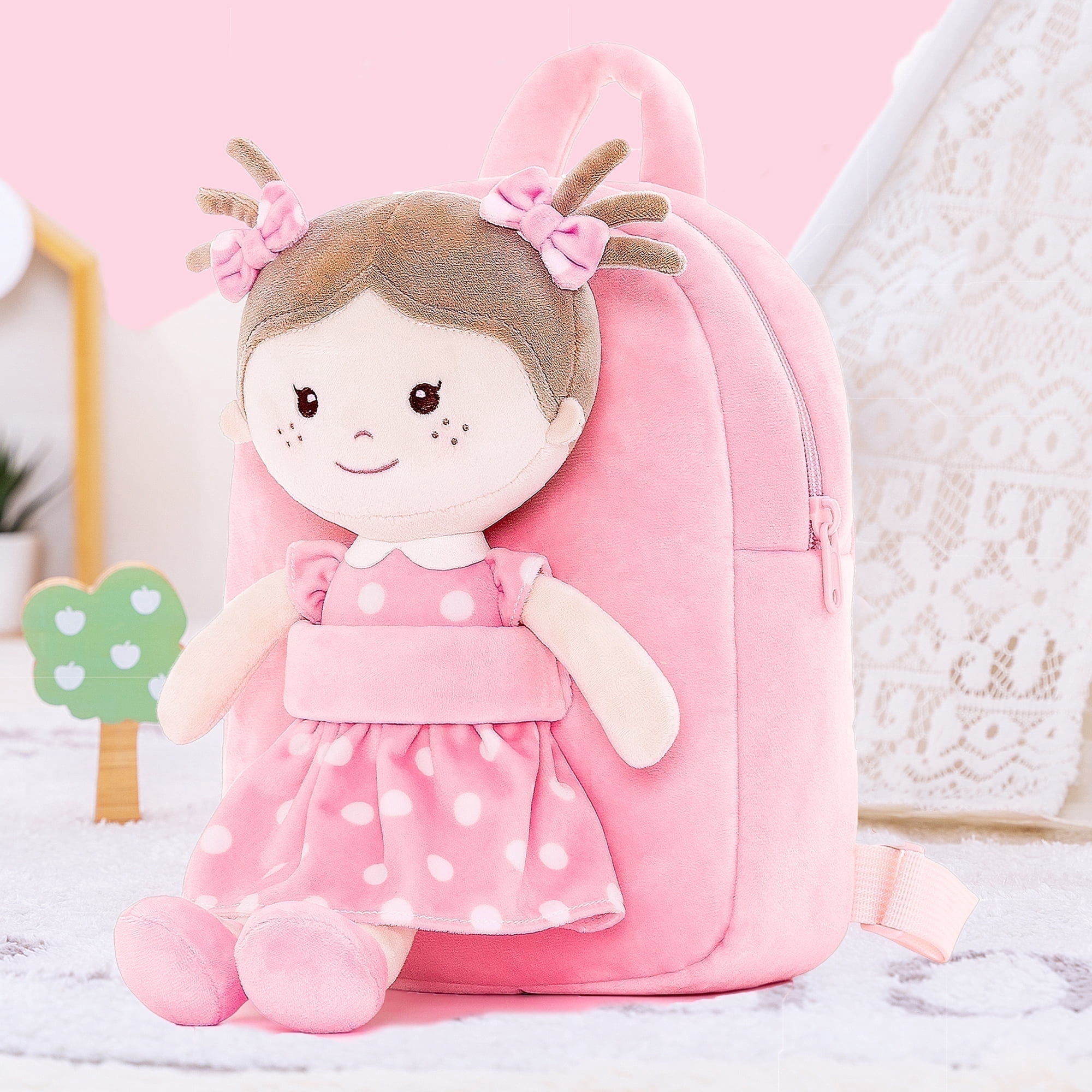 Toddler Backpack Kids Backpacks with Soft Light Baby Dolls in Pink ...