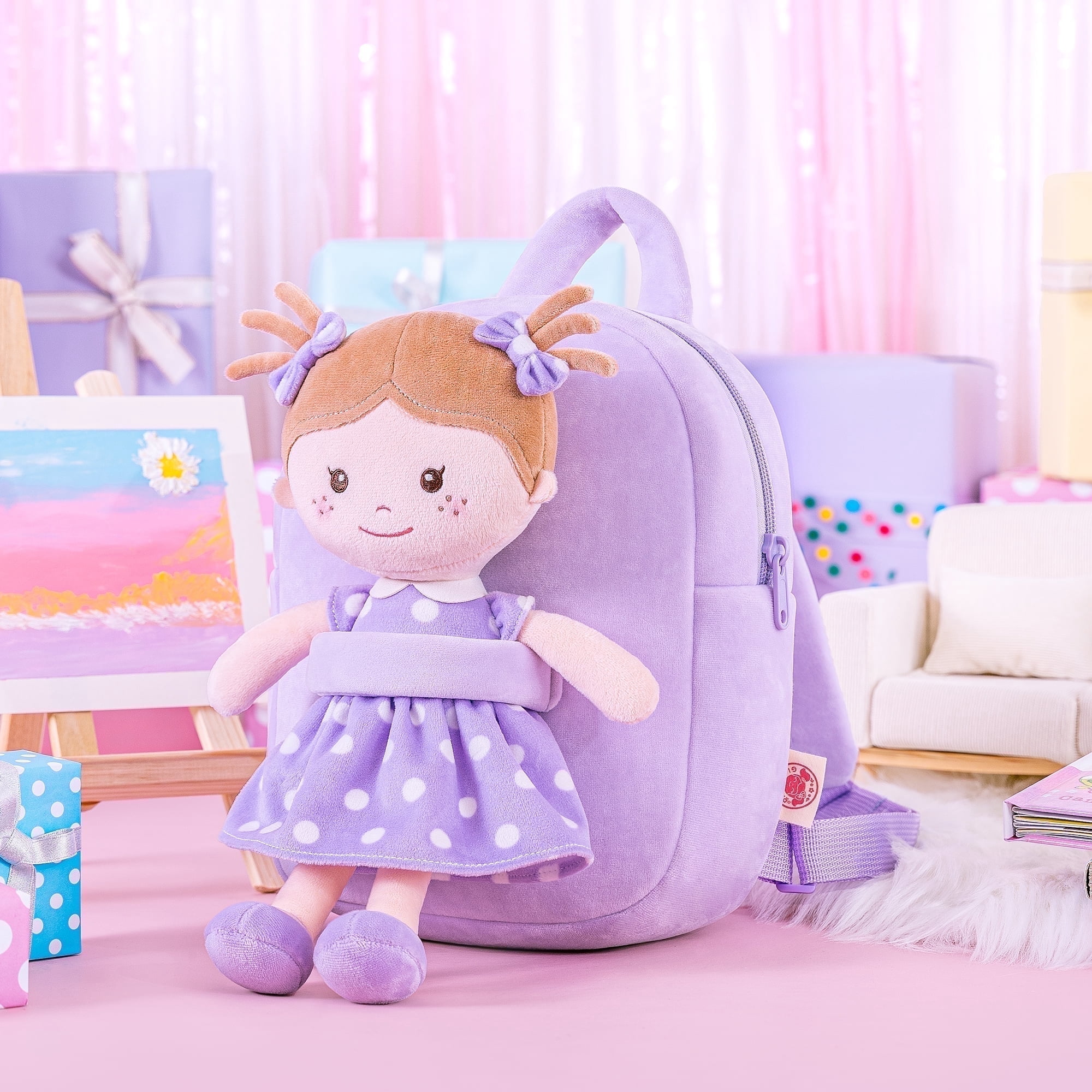 Toddler Backpack for Girl Kids Backpacks with Soft Light Baby Dolls in ...