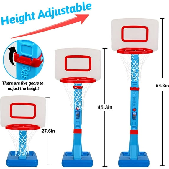 Toddler Basketball Hoop ＆ 4 Packs Rubber Mini Basketballs for Kids ...