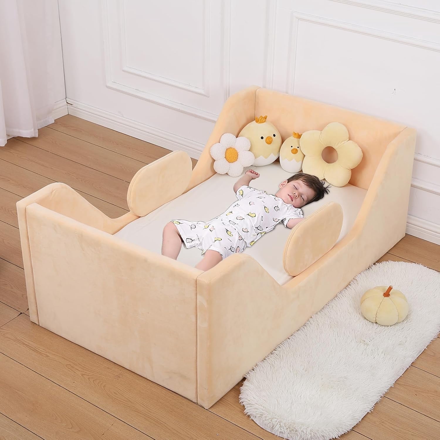 Toddler Bed, Child Bed for Kids with Extra Safty Broad, Standard Crib ...
