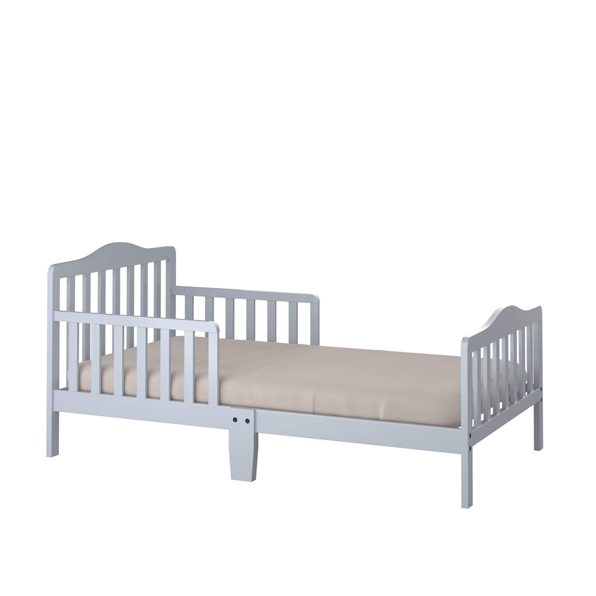 Toddler Bed Classic Design Wood Bed Frame with Two Side Guardrails Grey ...