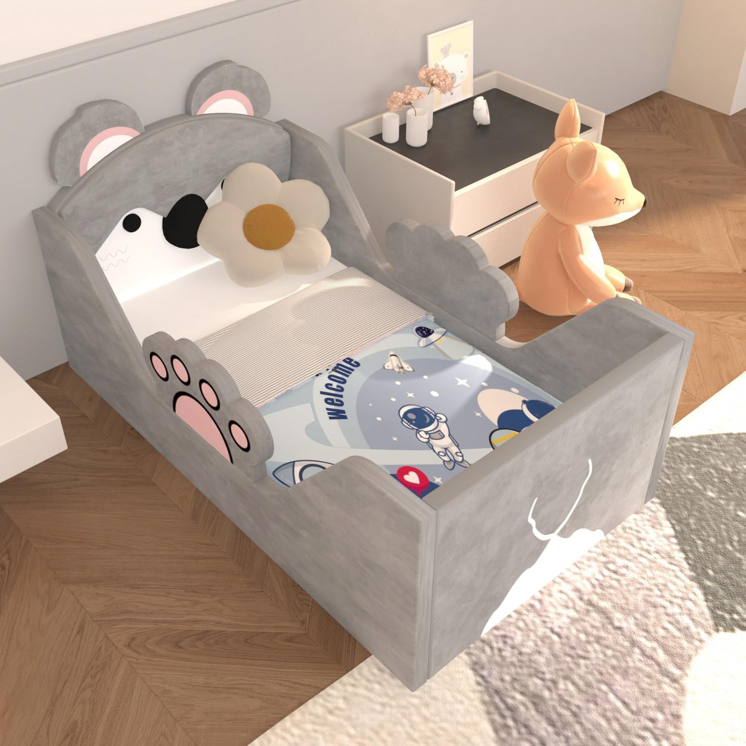 Toddler Beds, Child Bed for Kids with Extra Safty Broad, Standard Crib ...