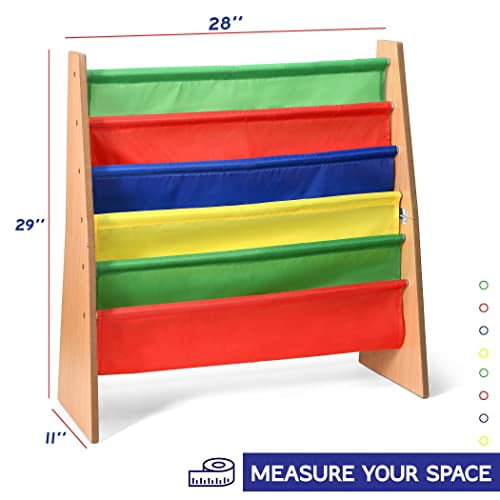 Toddler Book Shelf Organizer - Wooden Kids Book Case Storage & Magazine ...