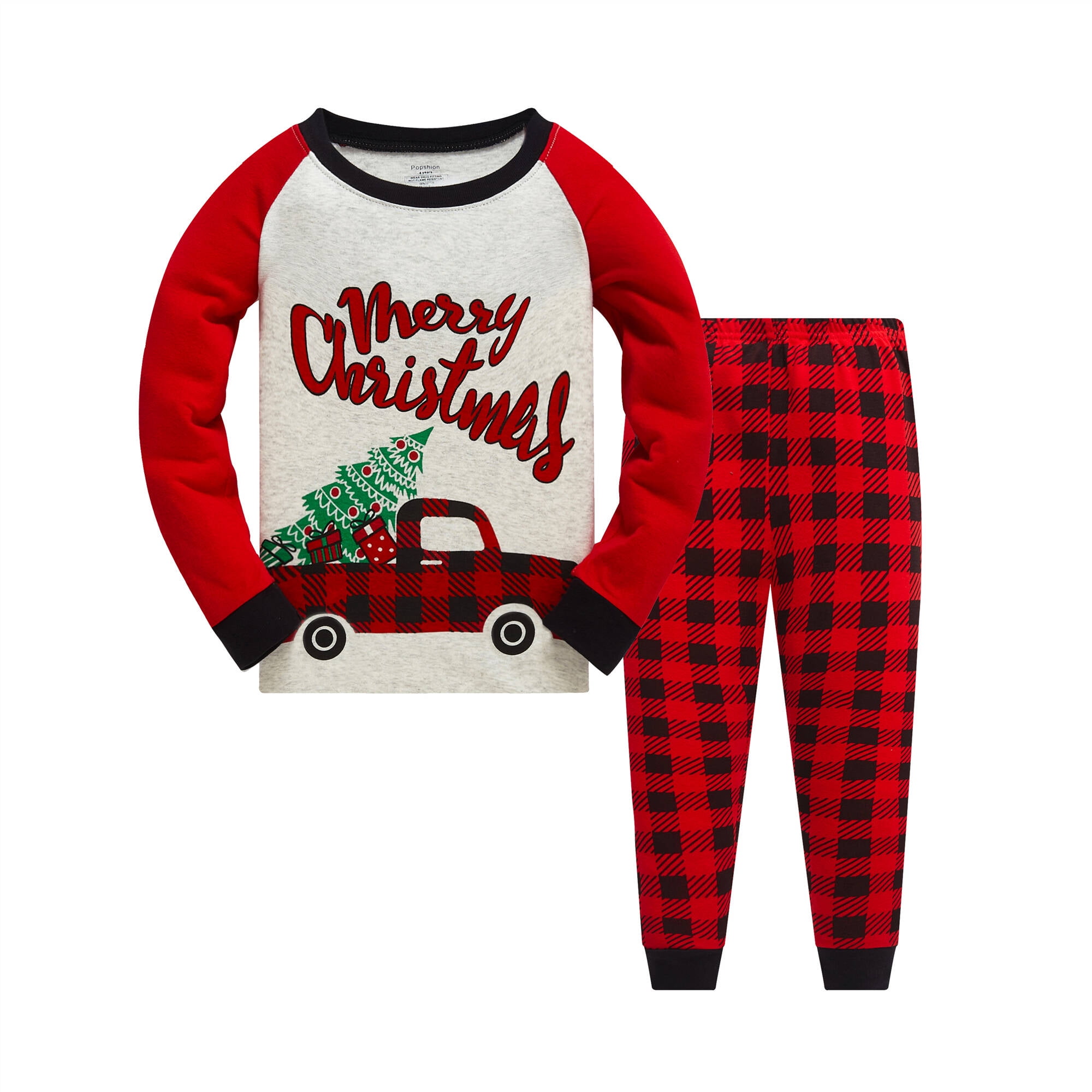 Popshion Apparel Toddler Boy 100% Cotton Christmas Pajamas, Holiday ...