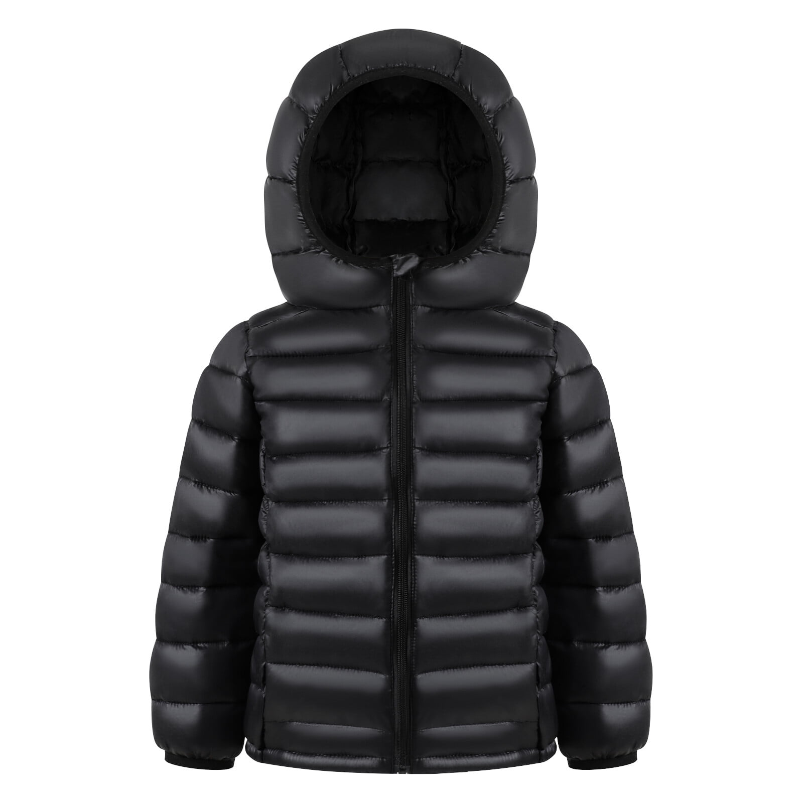 HILEELANG KIDS Lightweight Quilted Hooded Puffer Jacket, Black, 5T ...