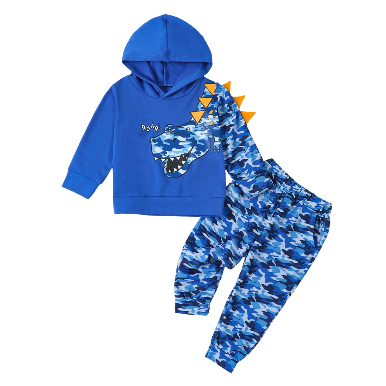 Toddler Boy Outfits Fall Winter Long Sleeve Cartoon Dinosaur Prints Tops Pants 2Pcs Outfits ...