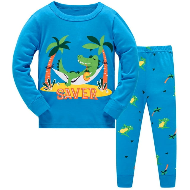 Toddler Boy Pajamas Set Soft Nightgowns Dinosaur Cotton Kids 2 Piece Pj's Long Sleeve Sleepwear ...