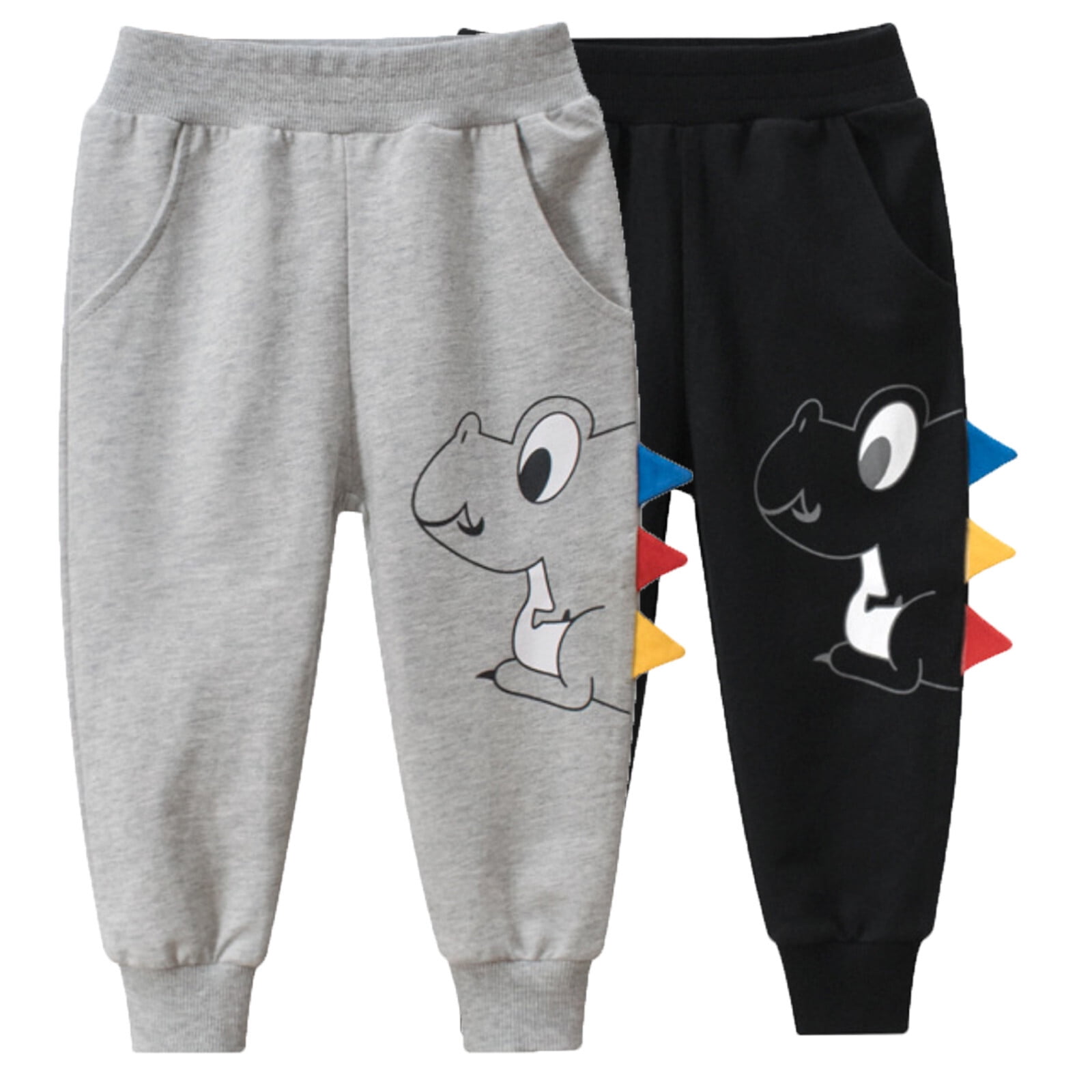 Toddler Boy Pants Jogger Sweatpants 2-Pack Set Pull on Grey Black ...