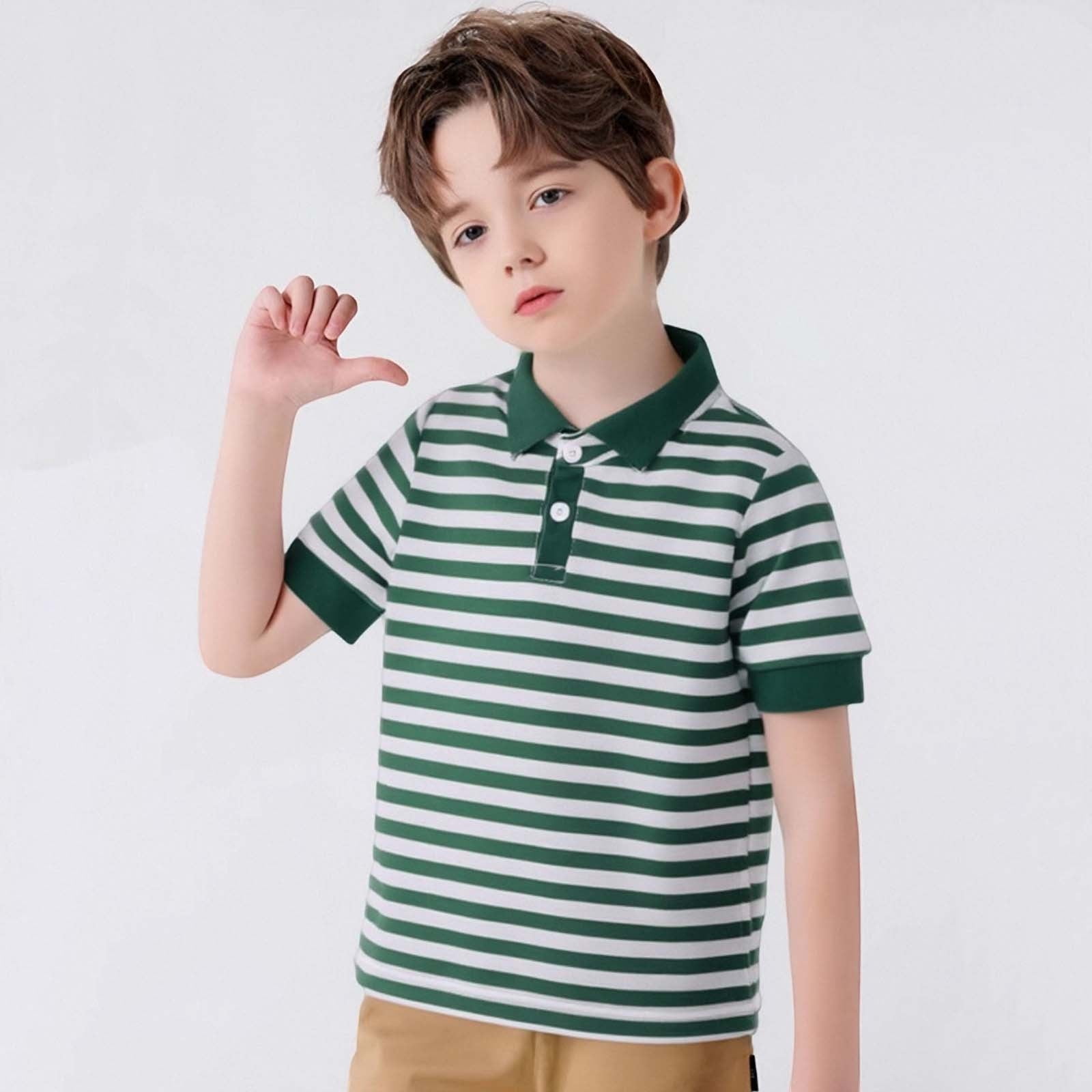 Polo Shirts for Boys Boys Short Sleeve Shirt Boys Striped Shirt Toddler ...