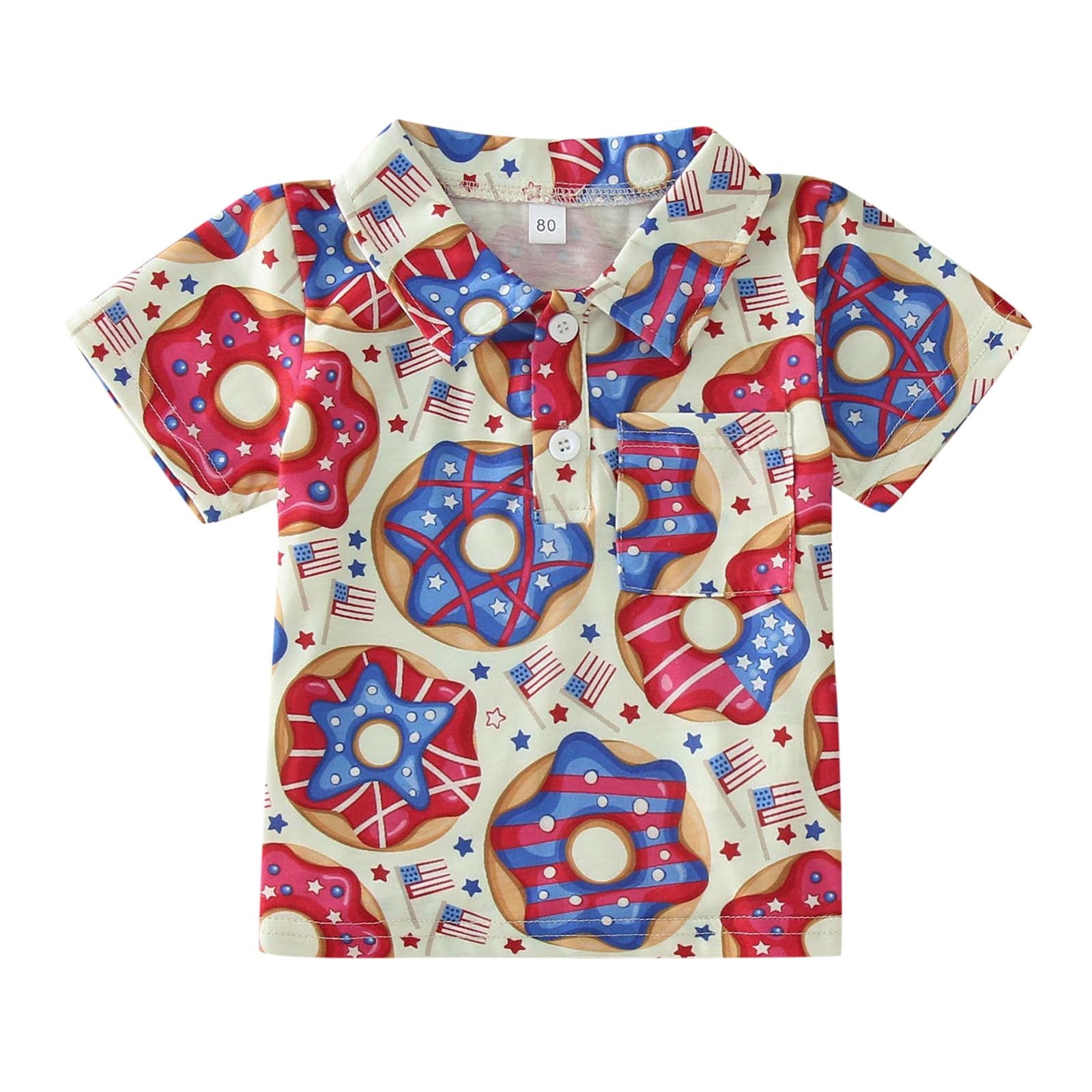 Toddler Boy Shirt Cartoon Independence Day Cow Donut Print Short Sleeve ...
