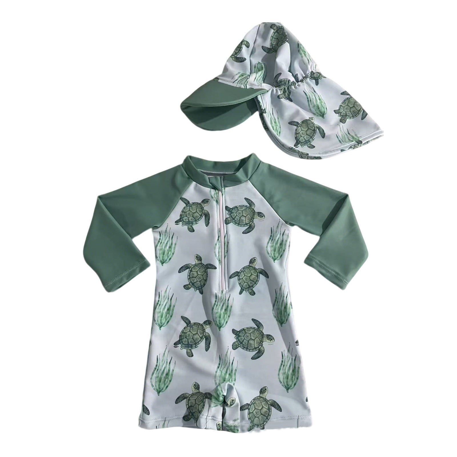 Toddler Boy Swimsuit Long Sleeve with Water Barrier Board Animal Print ...