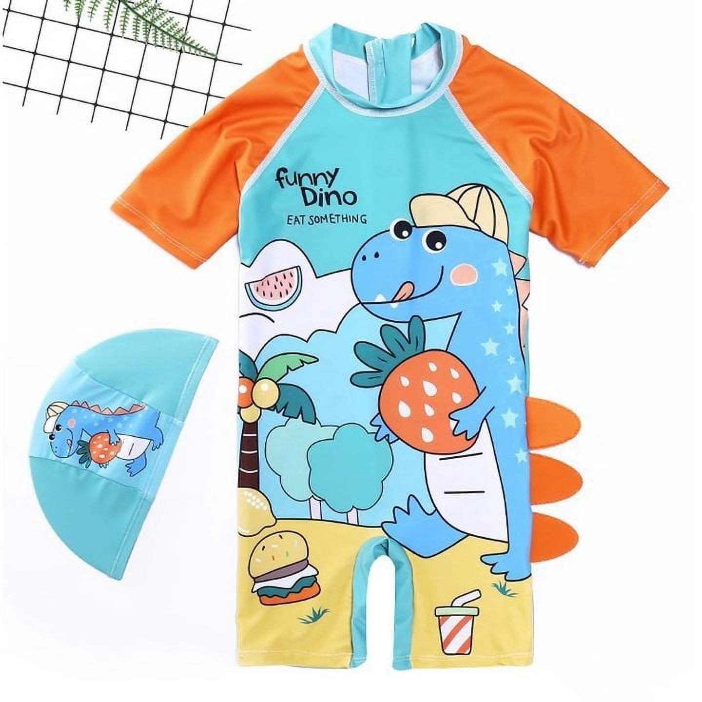 Toddler Boy Swimsuit Size 18-24M Cartoon Print with Color Block Design ...
