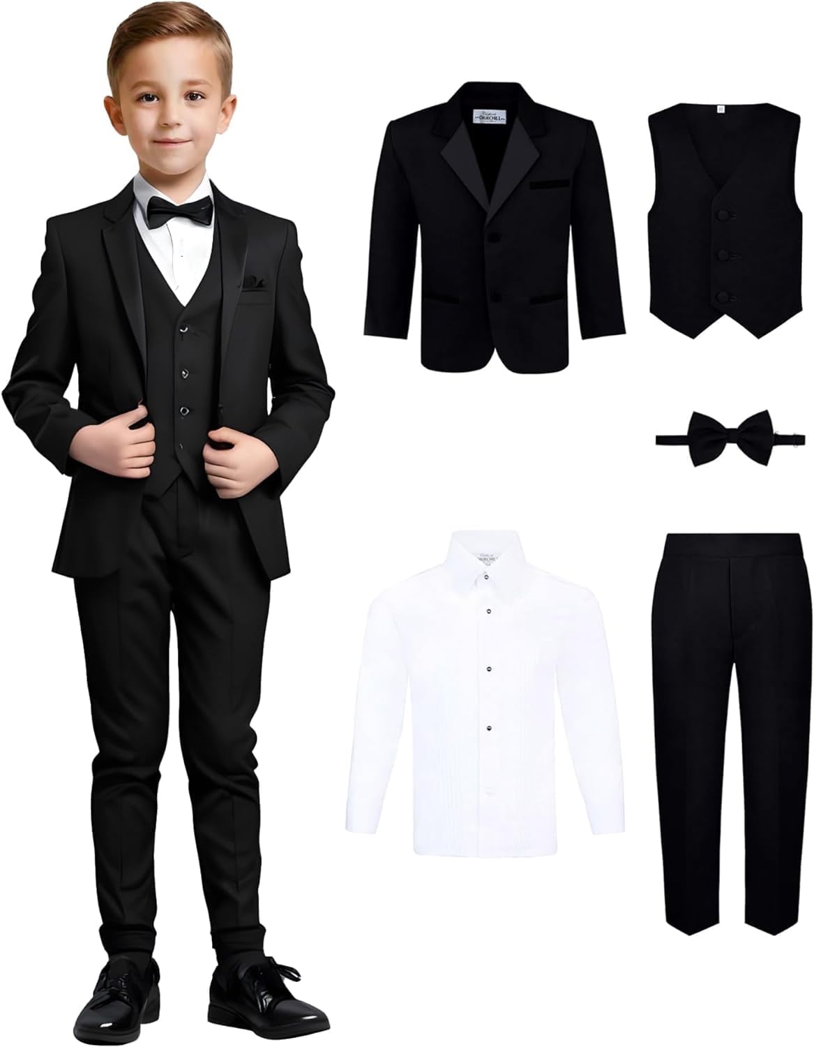 S.H. Churchill & Co., Toddler Boy's 5-Piece Tuxedo Set, Black, 2T ...