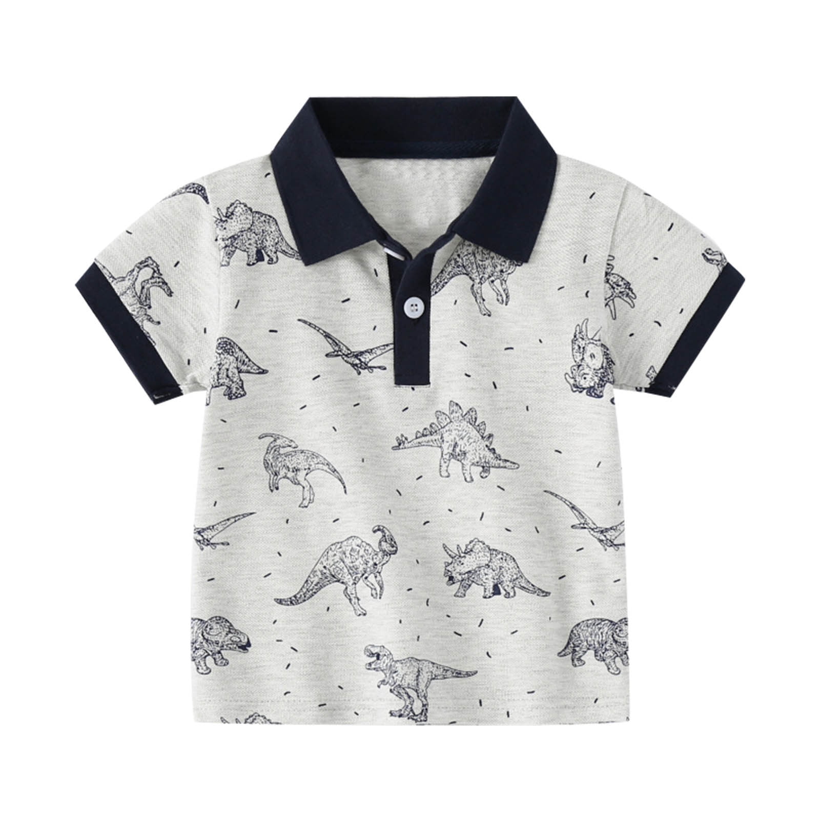 WOYY Toddler Boys Short Sleeve Polo Shirt Cartoon Prints Summer Casual ...