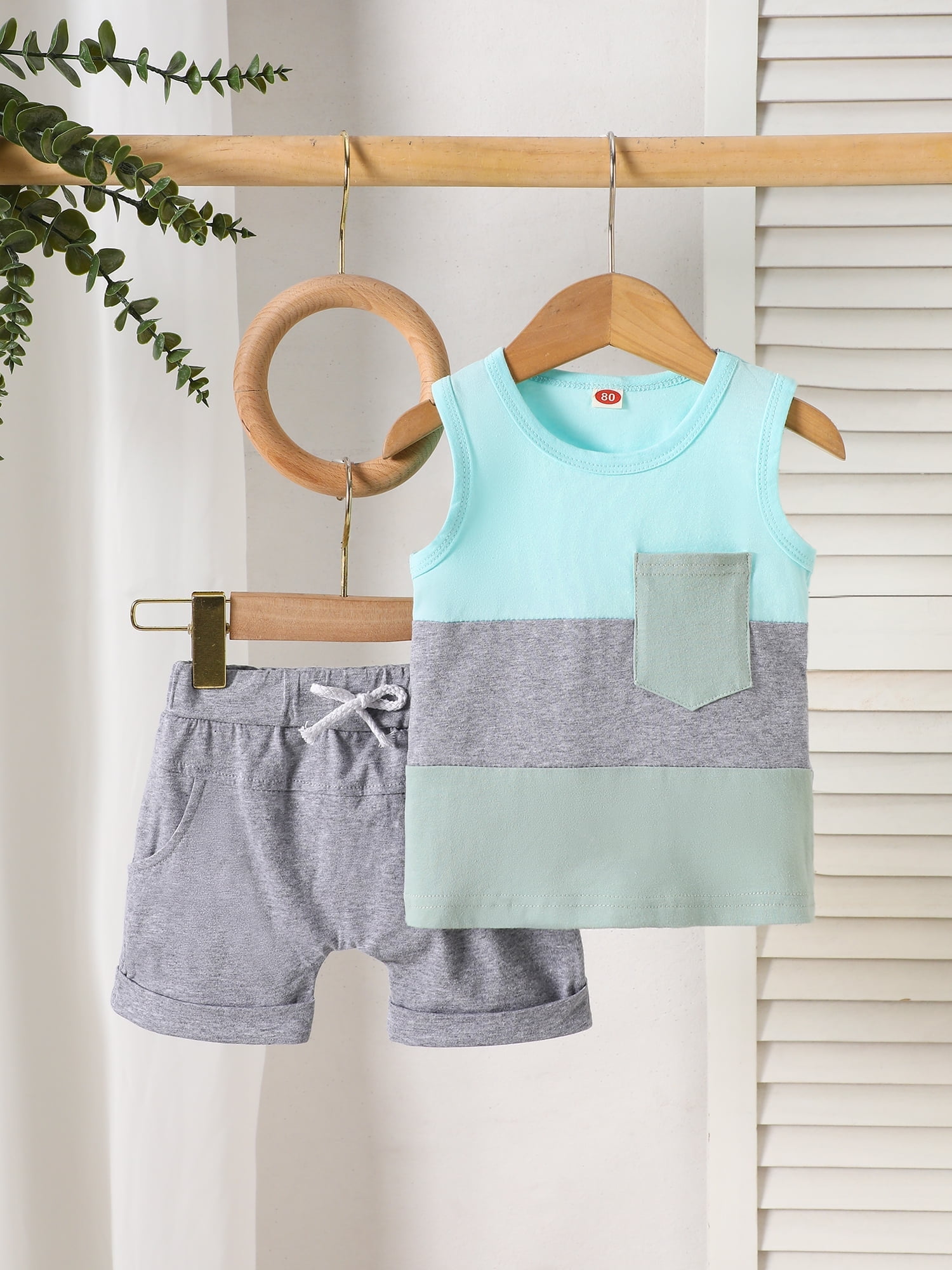 Toddler Boys Color Block Sleeveless Vest & Shorts Set 6 12 18 24 Months 2T 3T Baby Boy Cotton 2 ...