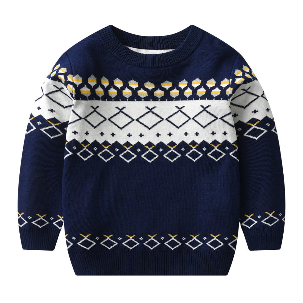 Toddler Boys Crewneck Long Sleeve Pullover Sweater Kids Children Warm ...