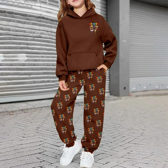 Toddler Boys Girls Active Sweatsuit - 2PC Funny Graphic Tracksuit ...