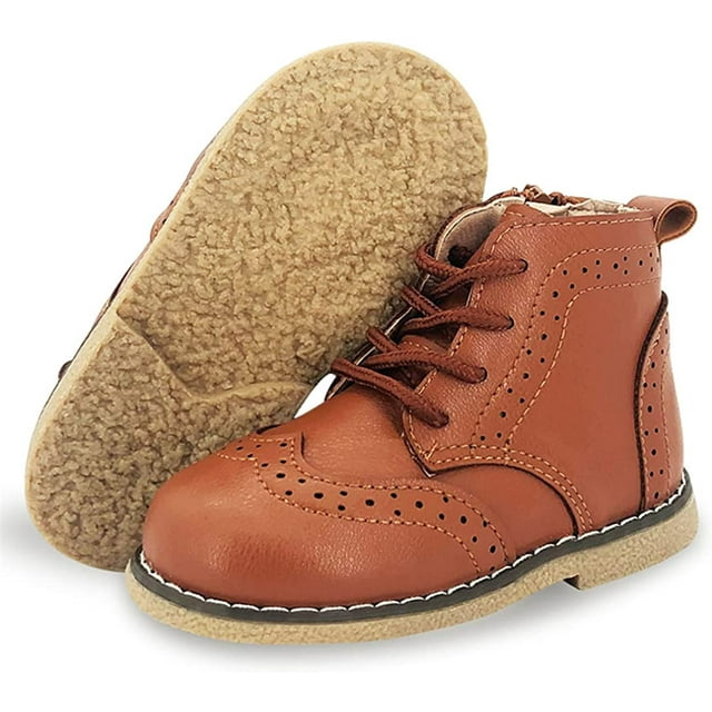 Toddler Boys Girls Boots Waterproof Leather Lace Up Ankle Anti-Slip ...