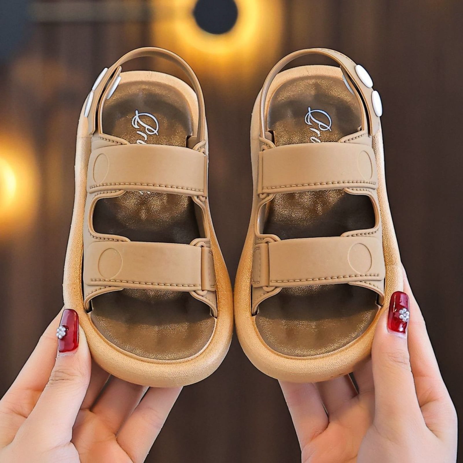 Toddler Boys Girls Buckle Sandals Comfort Open Toe Platform Slides with ...