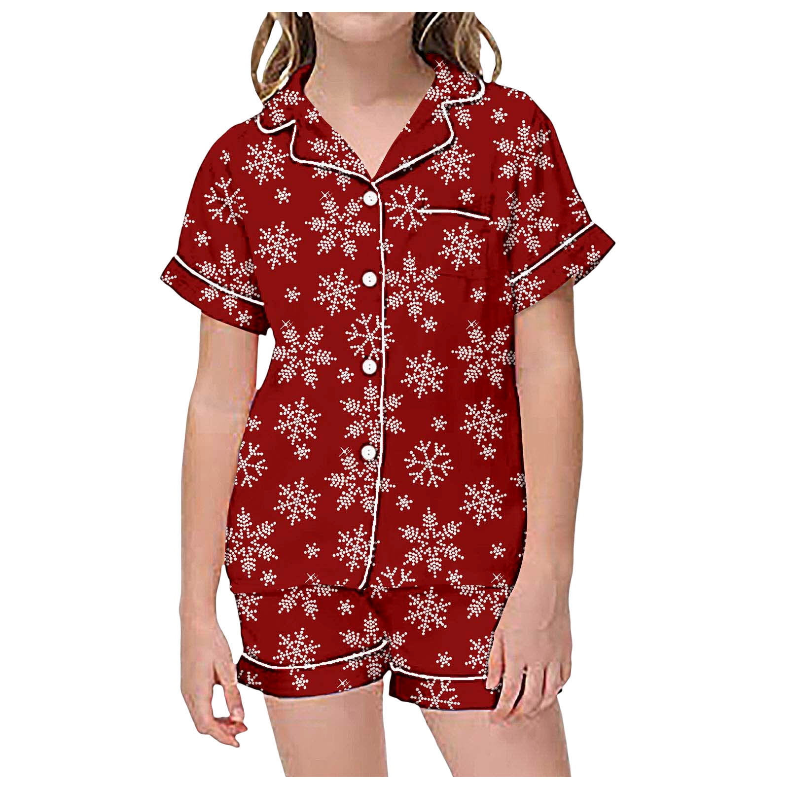 Toddler Boys Girls Christmas Pajamas Sets Snowflake Printed Short ...