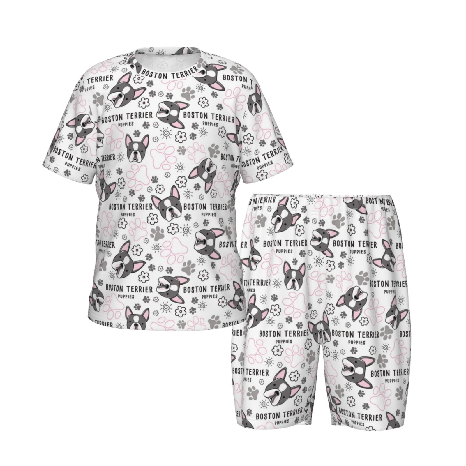 Toddler Boys Girls Pajamas - Boston Terrier puppies pink paw Soft ...