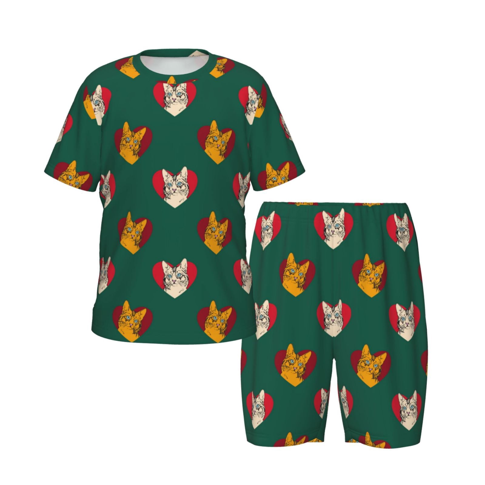 Toddler Boys Girls Pajamas - Cute Cartoon Cat Heart Soft Comfort Kids ...