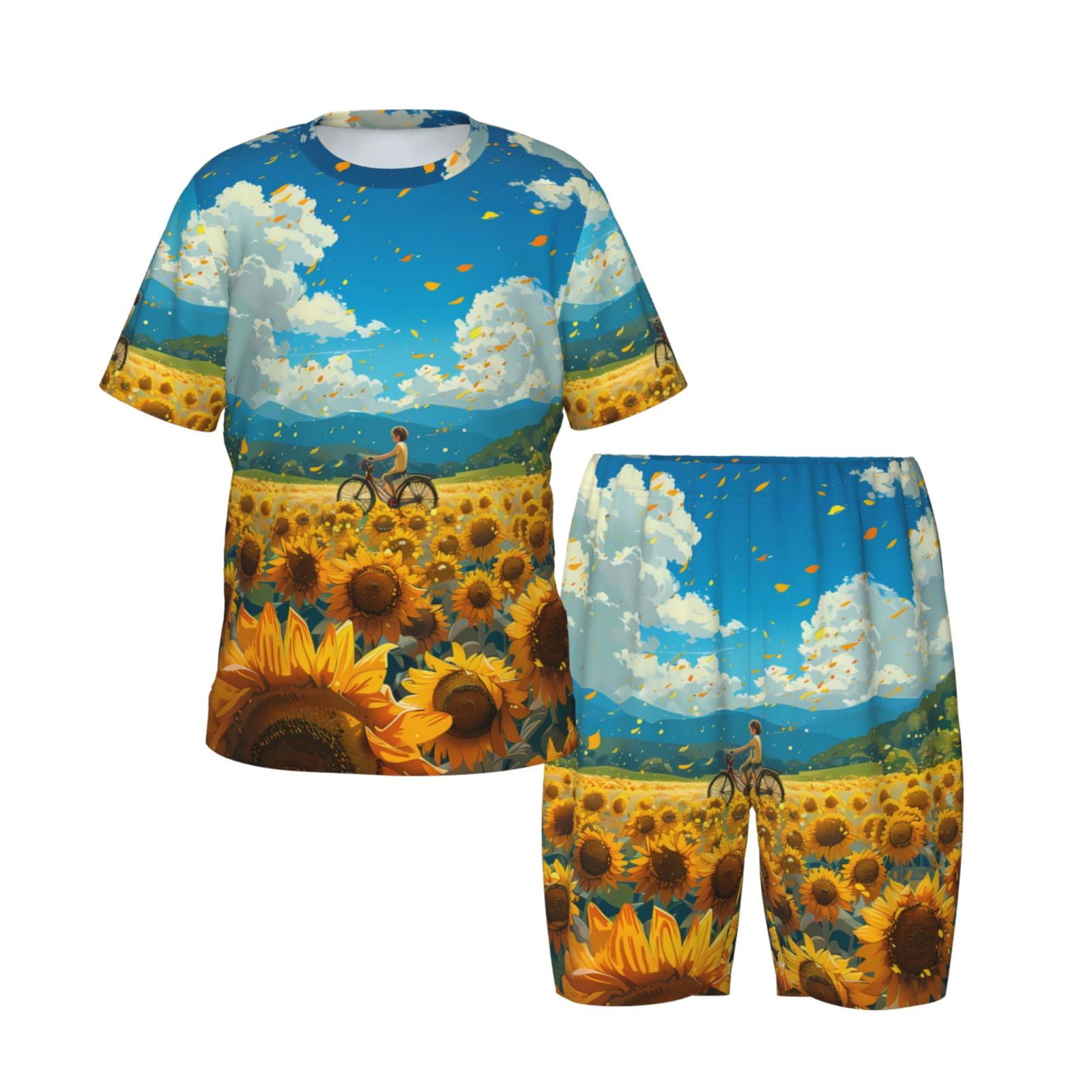Toddler Boys Girls Pajamas - Field Bicycle young Sunflower Soft Comfort ...