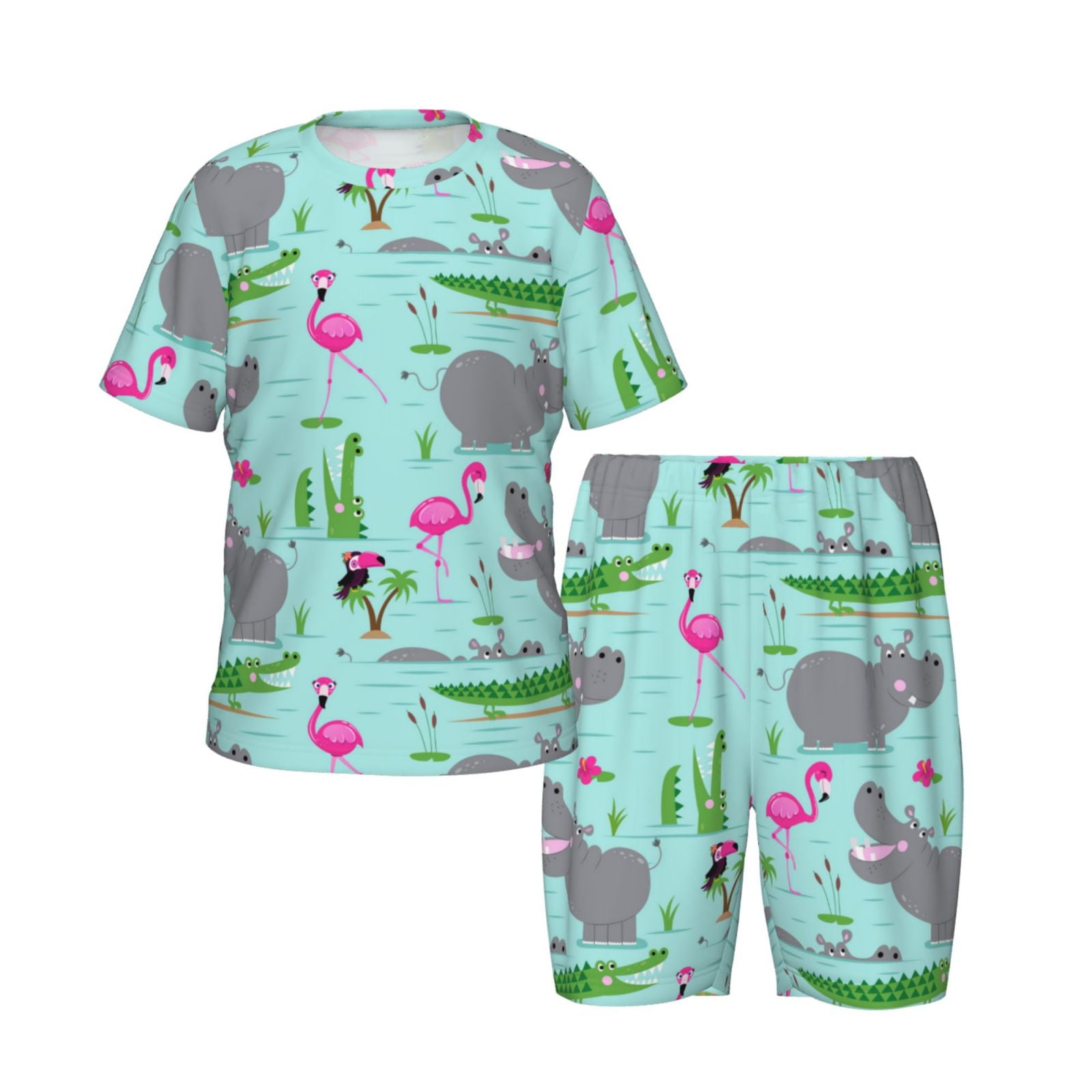 Toddler Boys Girls Pajamas - Hippo With Flamingos And Crocodiles Soft ...