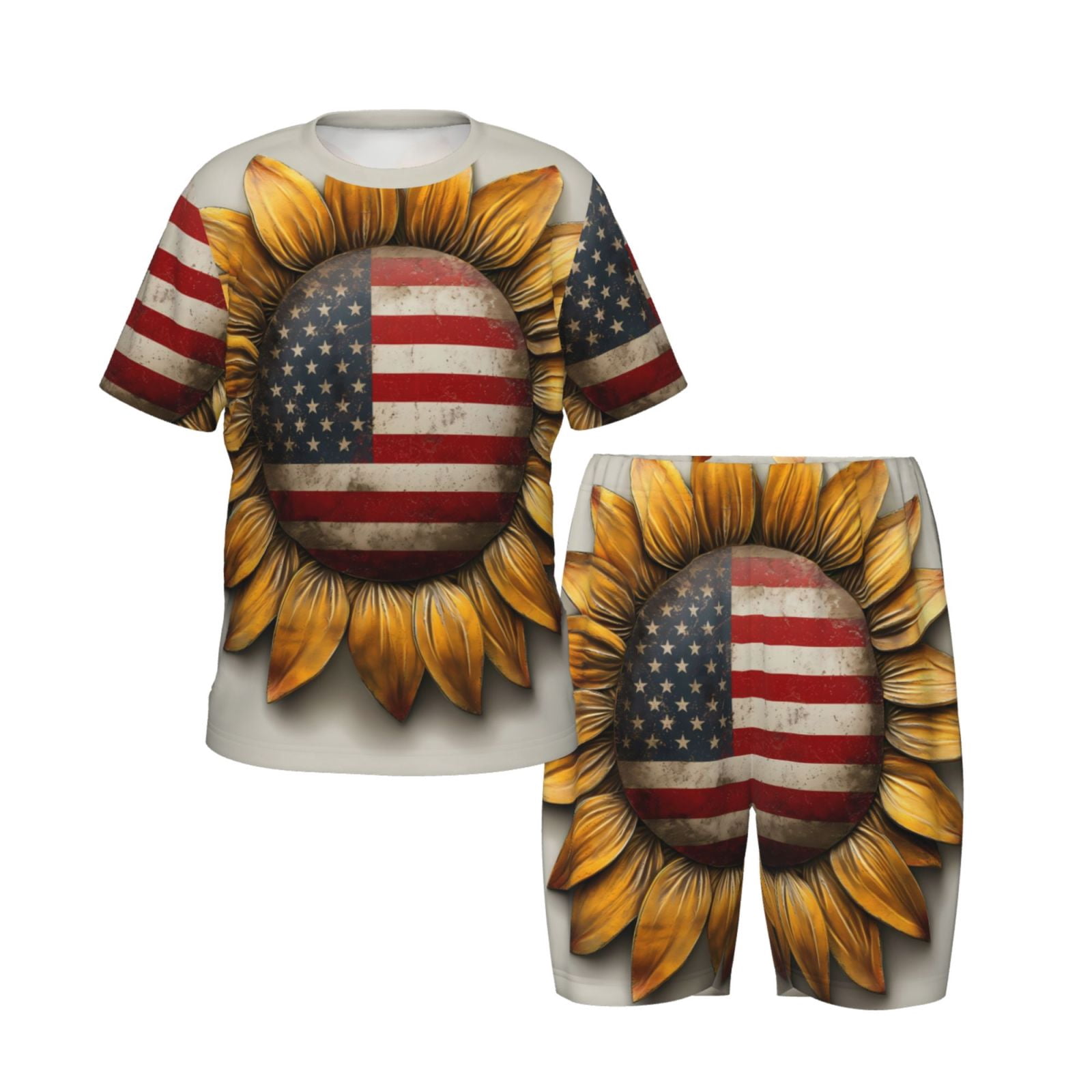 Toddler Boys Girls Pajamas - Patriotic Sunflower Flag Soft Comfort Kids ...