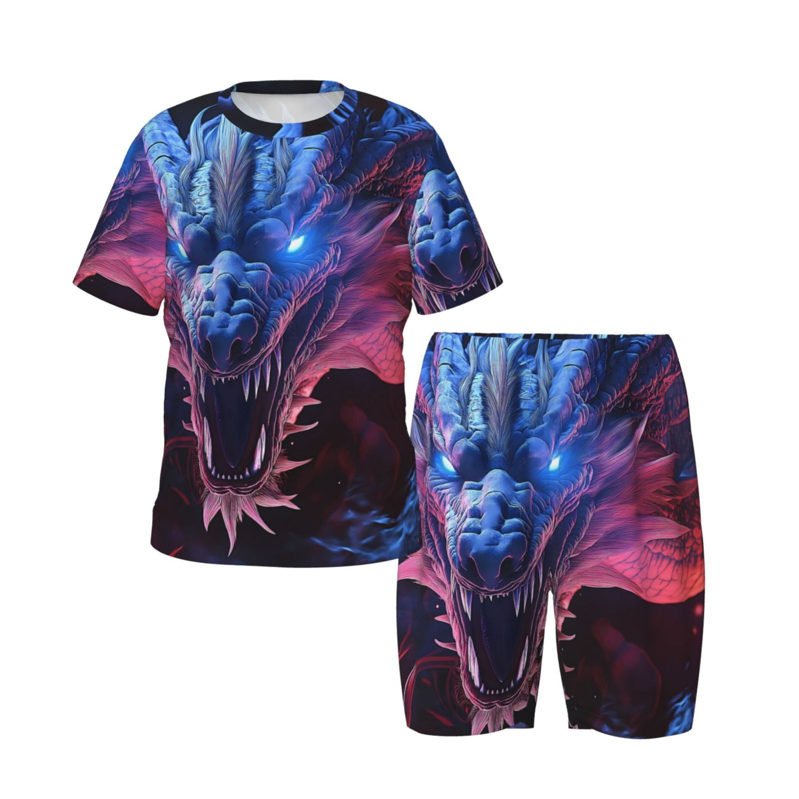 Toddler Boys Girls Pajamas - Red and Blue Fire Dragon A Soft Comfort ...