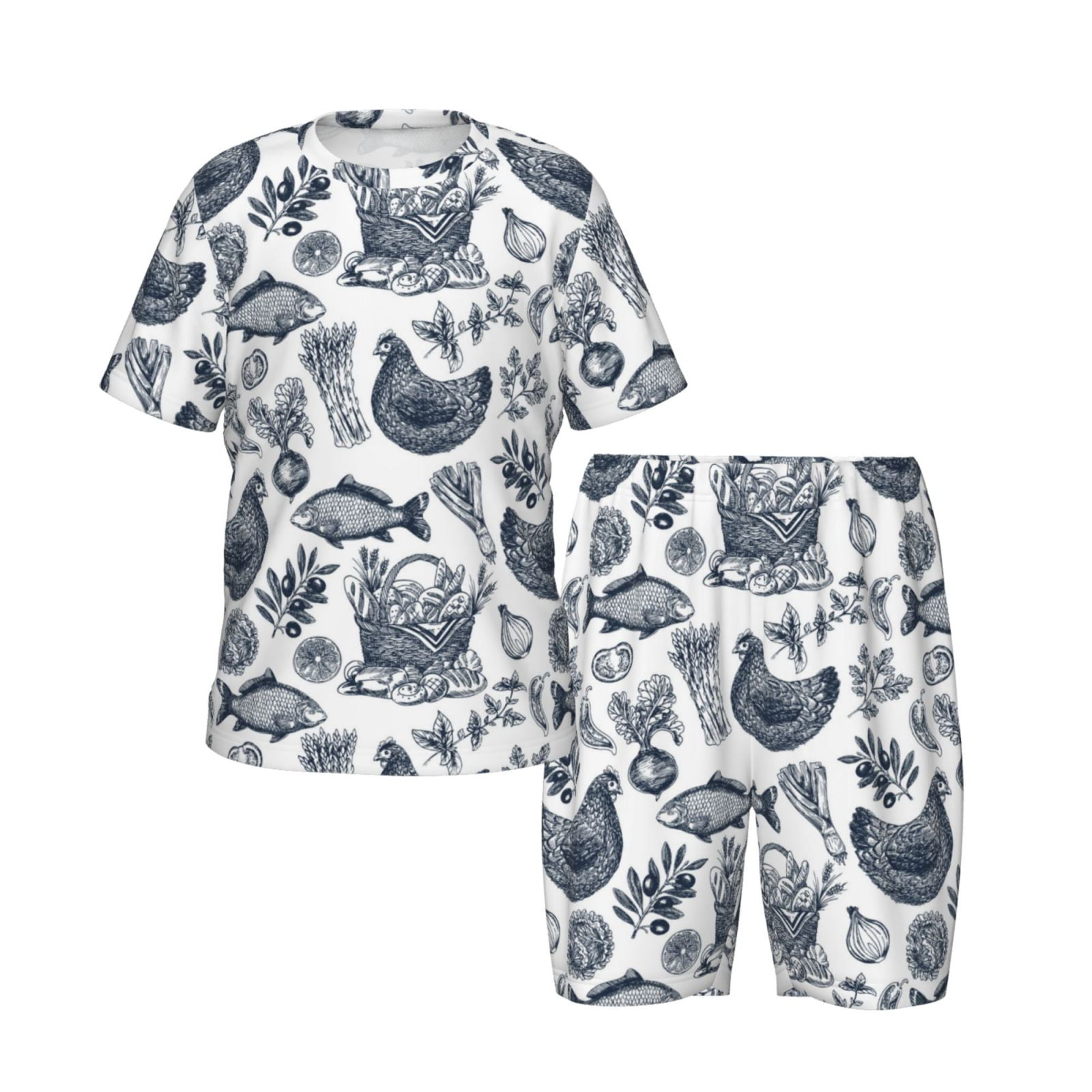 Toddler Boys Girls Pajamas - Sketch Chicken Fish Vegetable Soft Comfort ...