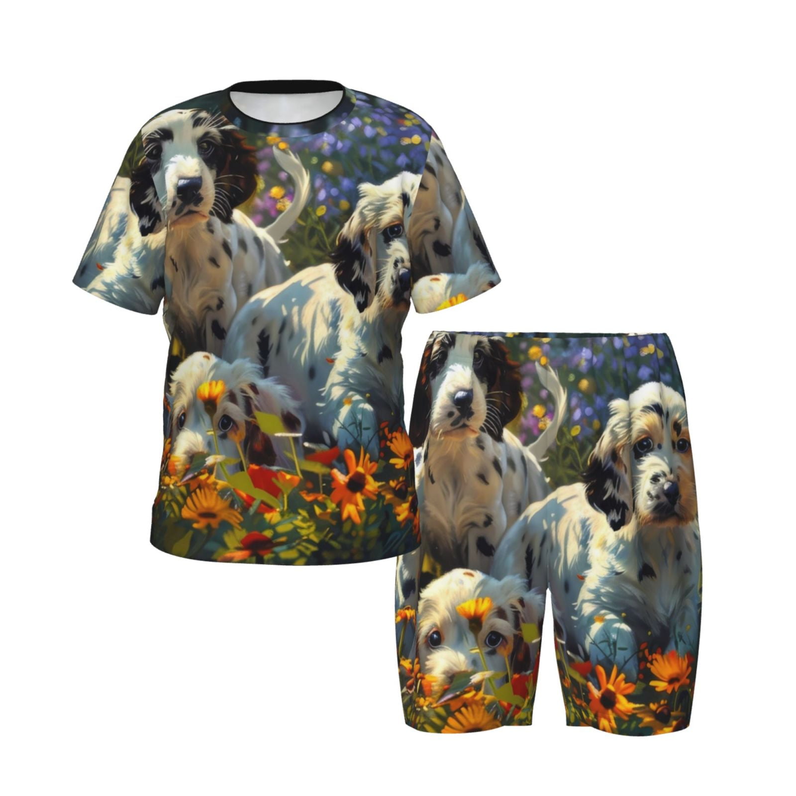Toddler Boys Girls Pajamas - Sunflower Field Spotted Dog Soft Comfort ...