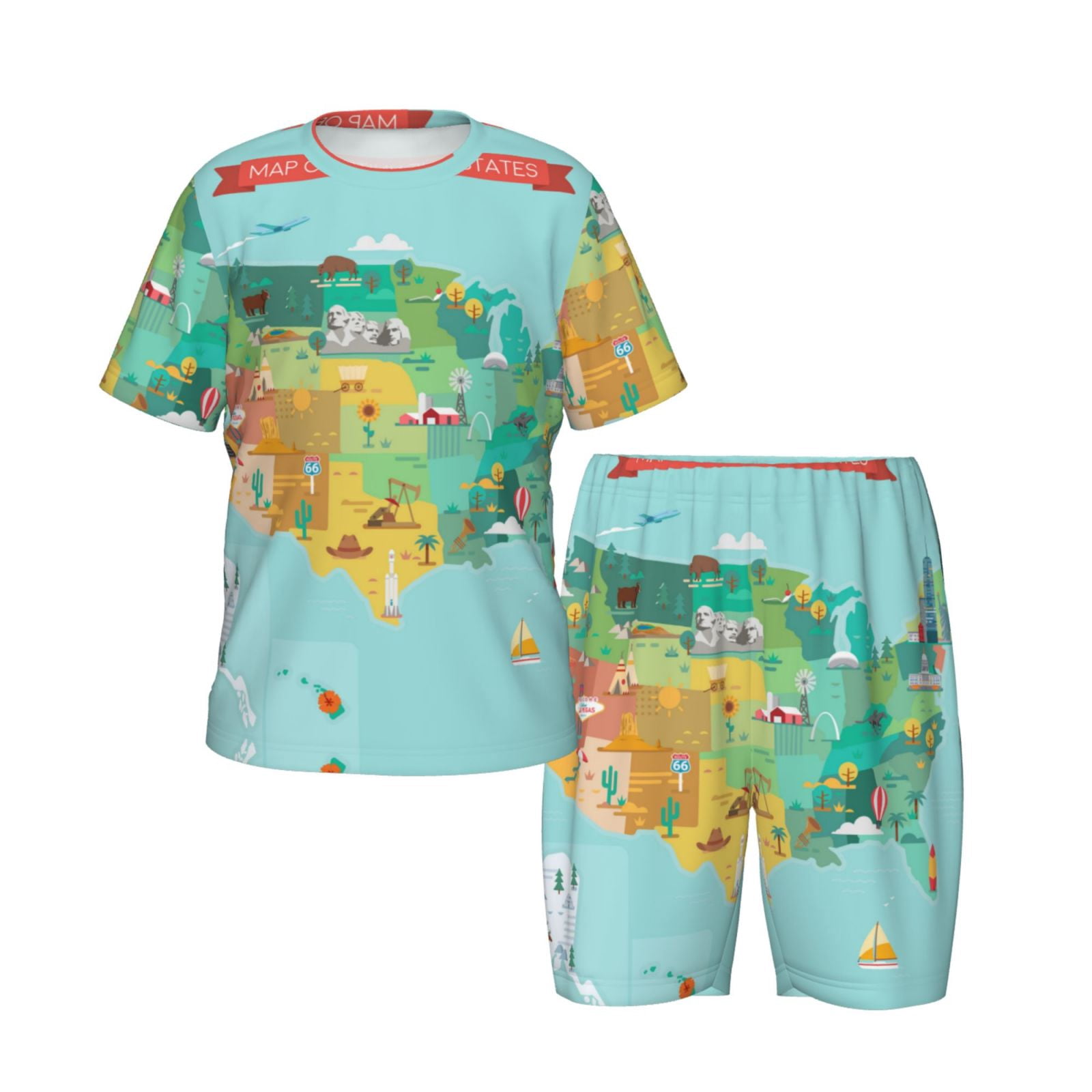 Toddler Boys Girls Pajamas - USA Tourist Map Famous Landmarks Soft ...