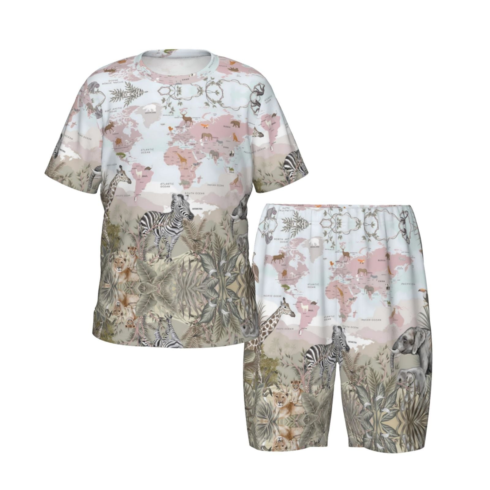 Toddler Boys Girls Pajamas - World Map With Safari Animals Soft Kids ...