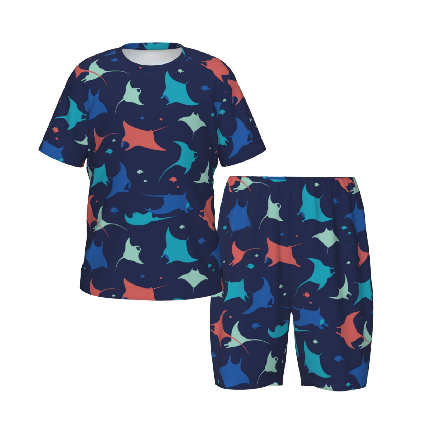 Toddler Boys Girls Pajamas - cute stingrays fish navyblue Soft Comfort ...