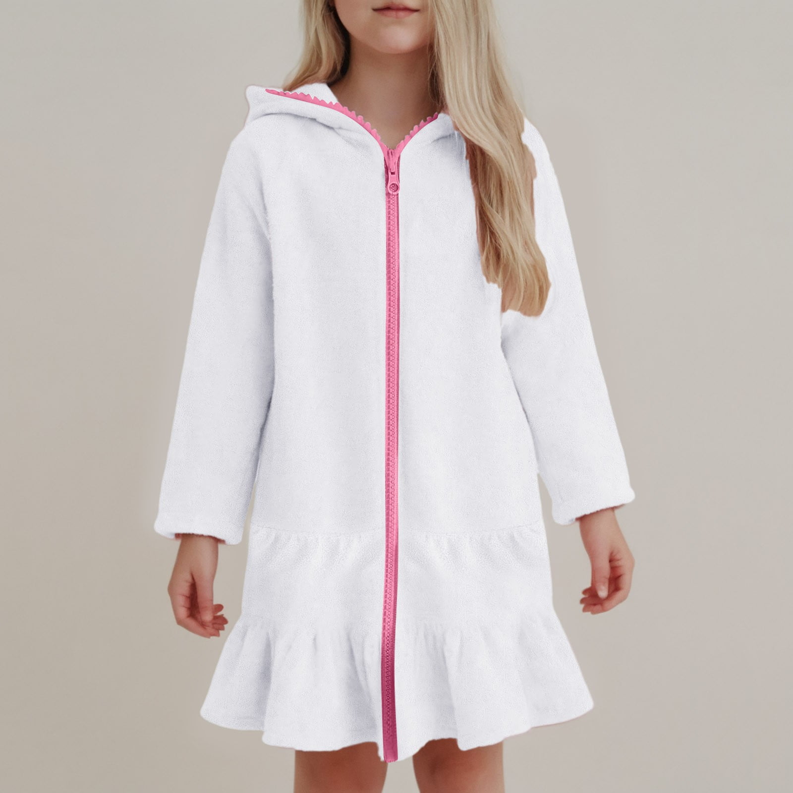 Toddler Boys Girls Terry Swimsuit Cover Up Zipper Hooded Pool Beach ...