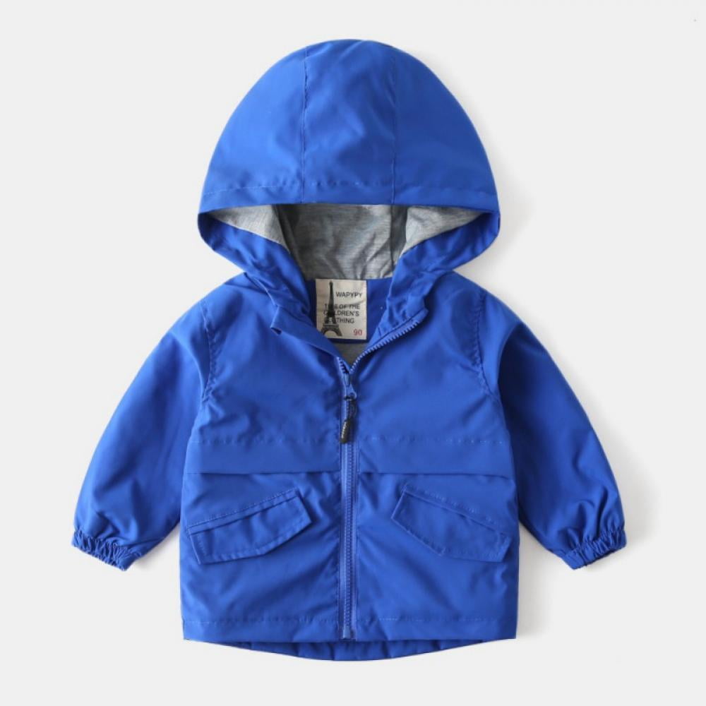 Toddler Boys Girls Waterproof Hooded Jackets Cotton Lined Rain Jackets ...