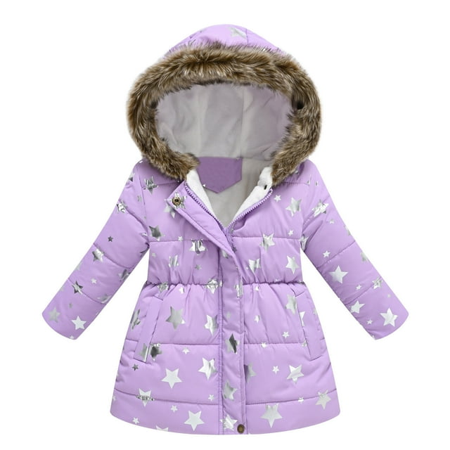 Toddler Boys Girls Winter Cartoon Prints Coat Hooded Jacket Thicken Windproof Zipper Warm ...