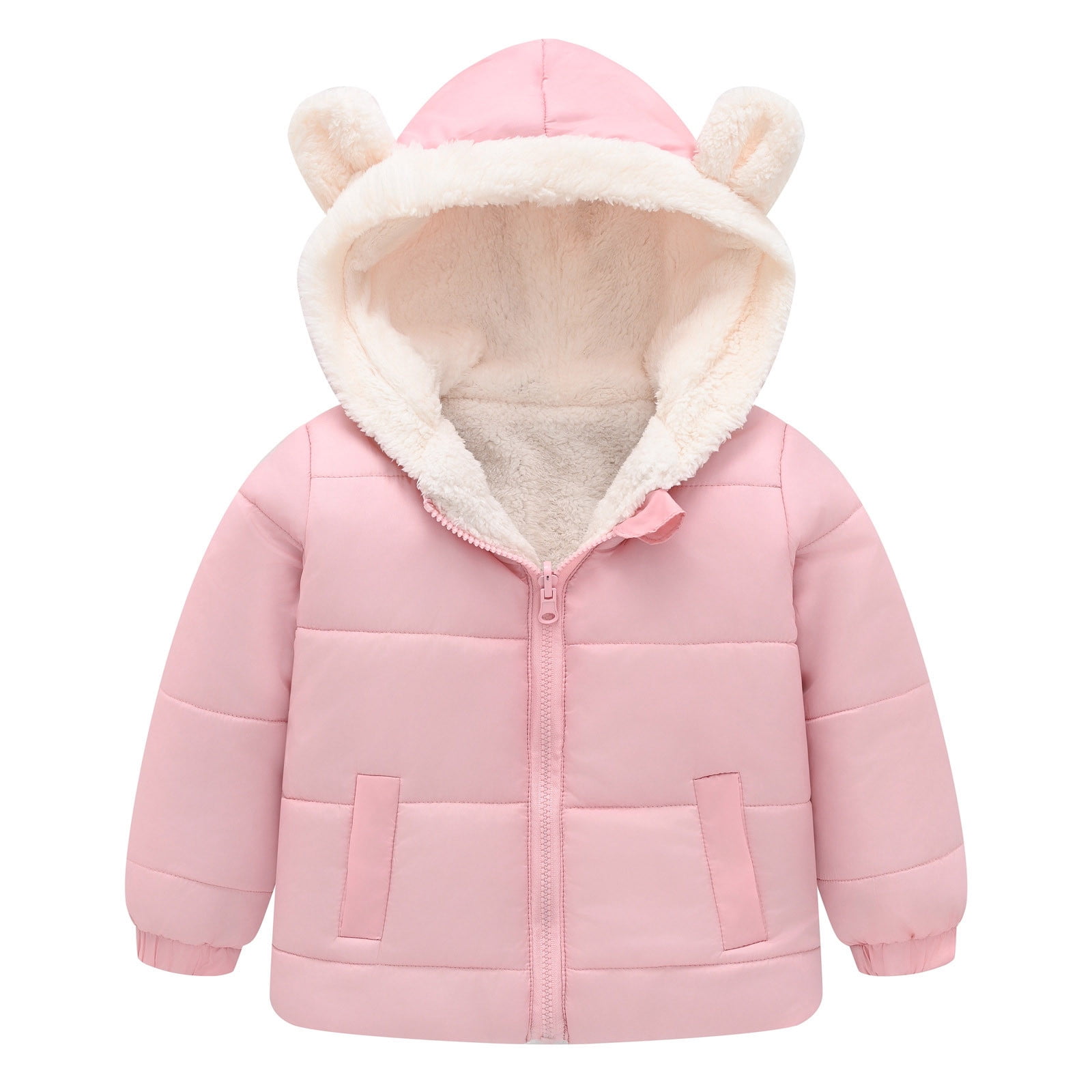 Toddler Boys Girls Winter Coat Bear Ears Hooded Jacket Wear Thicken Windproof Zipper Warm ...