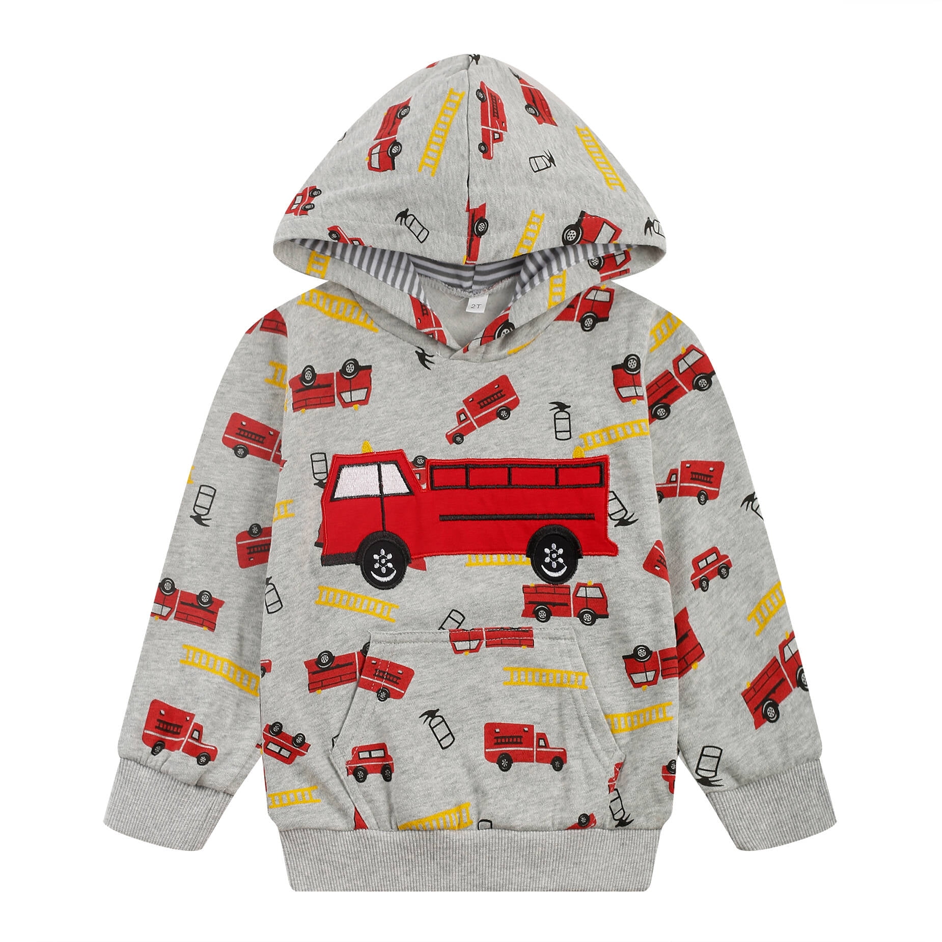 Toddler Boys Hoodies Cartoon Fire Truck Pullover Kids Sports ...