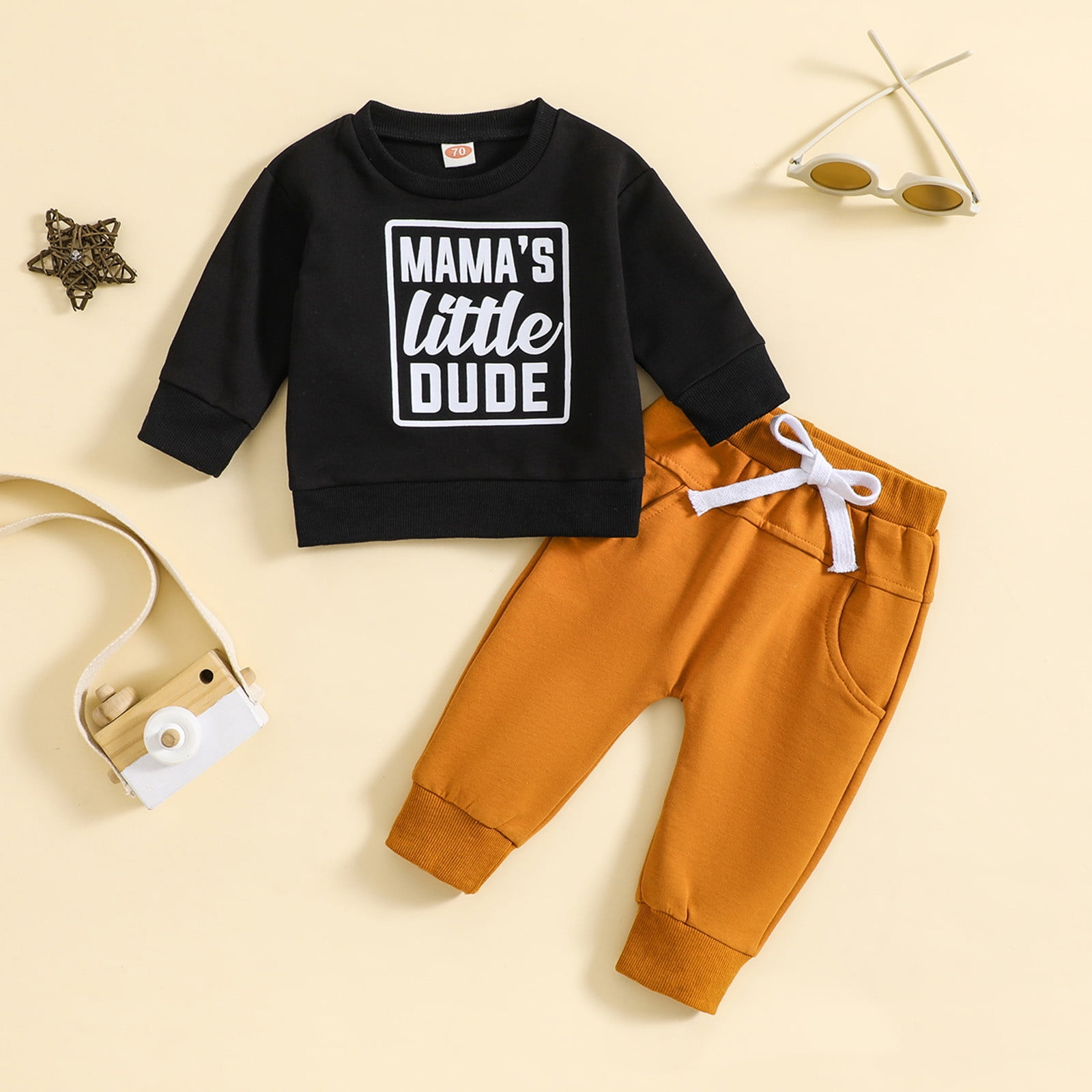 Toddler Boys Long Sleeve Letter Prints Tops And Pants Child Kids 2PCS ...