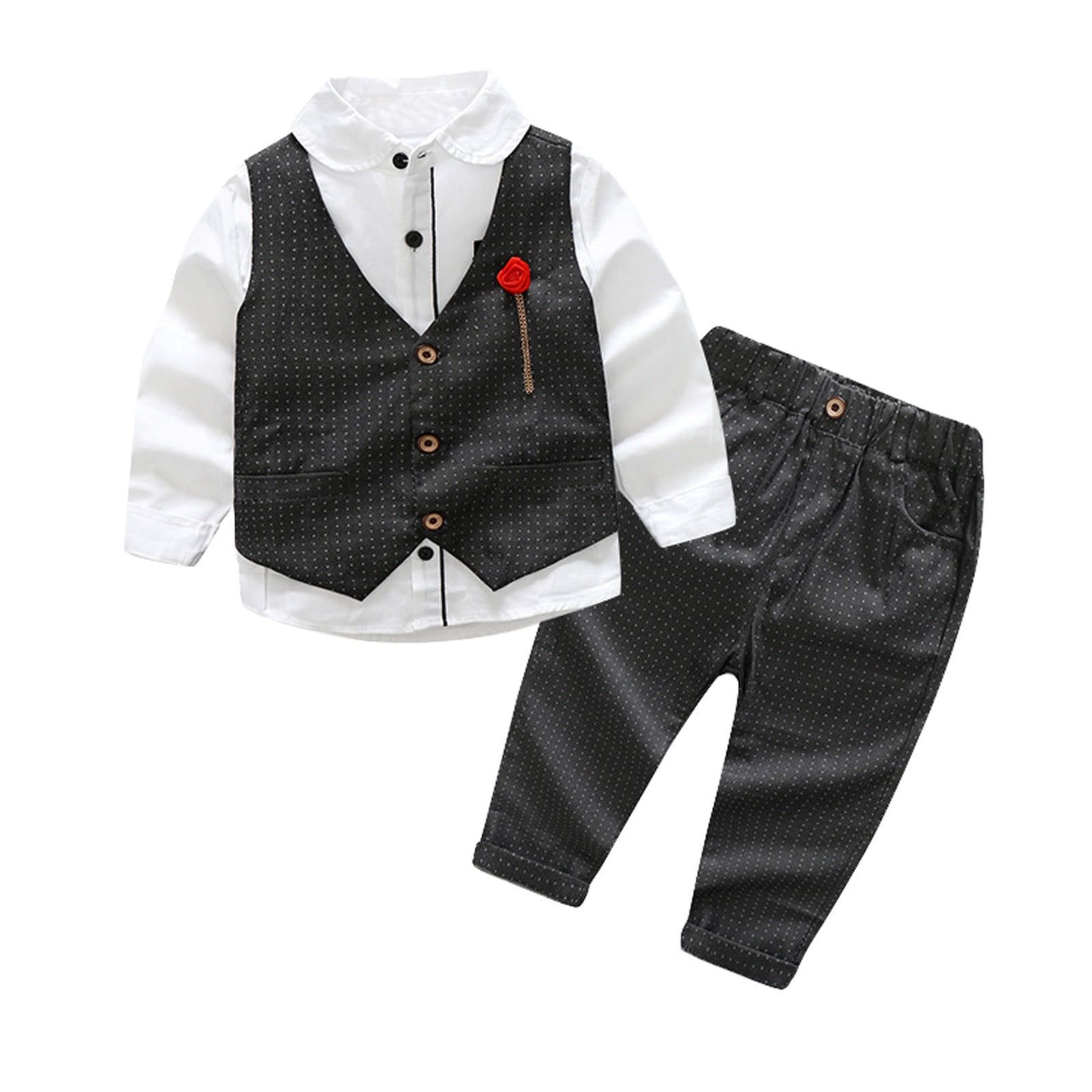 Toddler Boys Outfit Sets Suits Set Long Sleeve T Shirt Tops Vest Coat ...