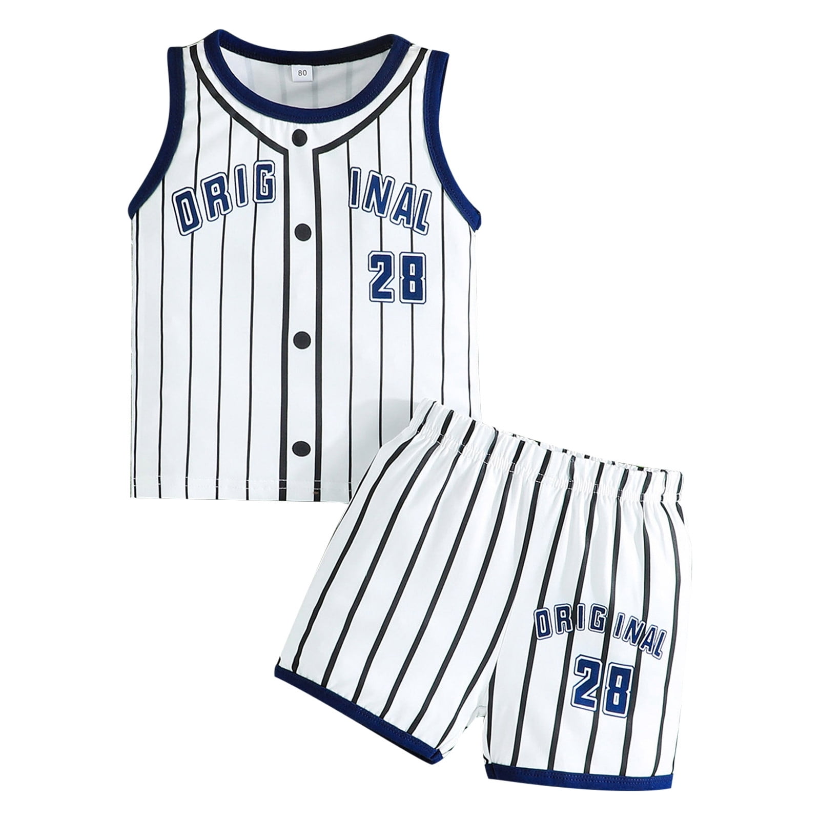 Toddler Boys Outfit Striped Letter Baseball Sleeveless T Shirt Two ...